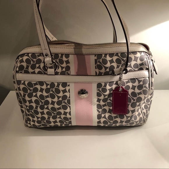 Coach | Bags | White And Pink Coach Barrel Bag | Poshmark